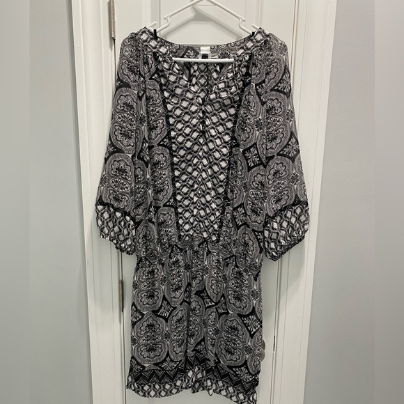 Cache | Dresses | Cache Black And White Print Dress With Cami Slip ...